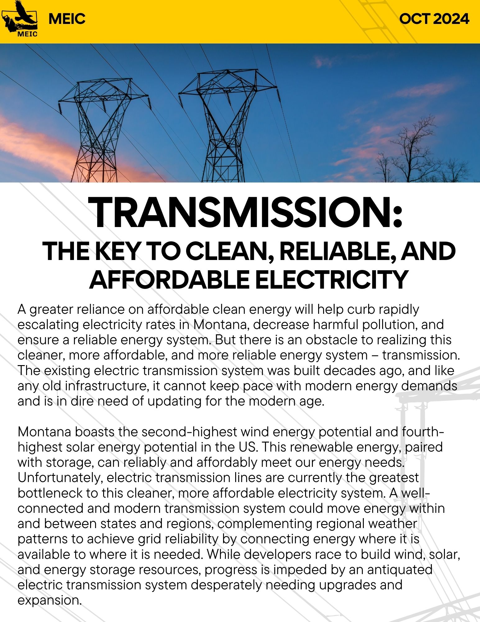 Transmission fact sheet cover - Montana Environmental Information ...